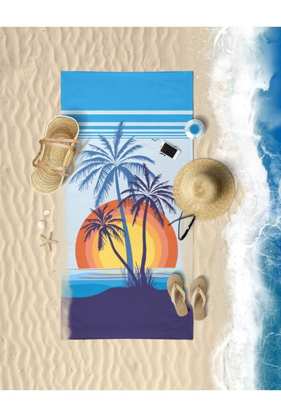 Vevien Home Tropical Sunrise Dijital Baskılı Plaj Havlusu 70 x 140 cm