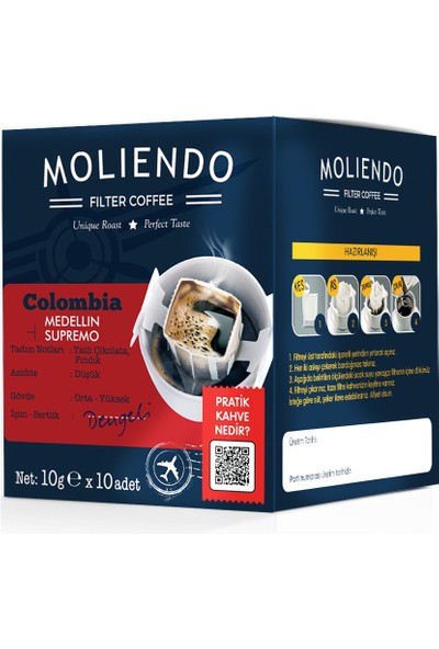 Moliendo Colombia Medellin Supremo Pratik Filtre Kahve 10 x 10 gr