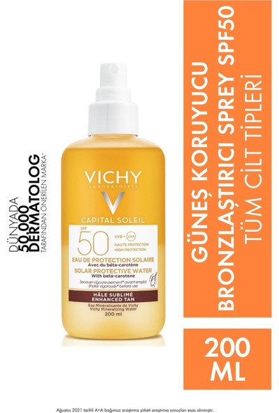 Vichy Capital Soleil Sağlıklı Brozlanştıran Güneş Koruyucu Su Spf 50 1 Paket 200ML Vichy Capital Soleil Sağlıklı Brozlanştıran Güneş Koruyucu Su Spf 50 1 Paket 200ML