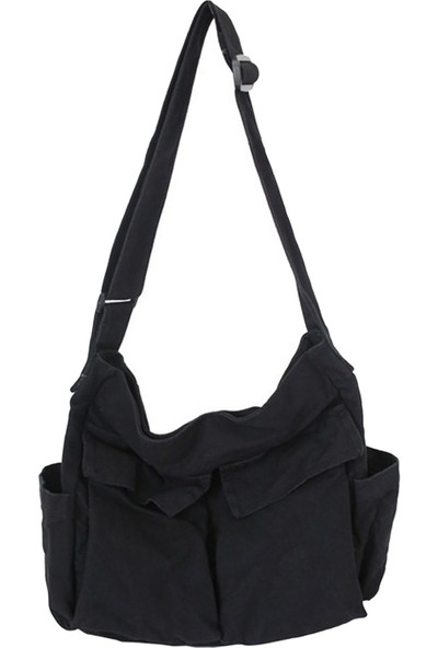Hapais Moda Omuz Çantası Messenger Çanta Büyük Kapasiteli Tuval Tote Lady Kadınlar Için Bir Boyutu Siyah (Yurt Dışından) Hapais Moda Omuz Çantası Messenger Çanta Büyük Kapasiteli Tuval Tote Lady Kadınlar Için Bir Boyutu Siyah (Yurt Dışından)