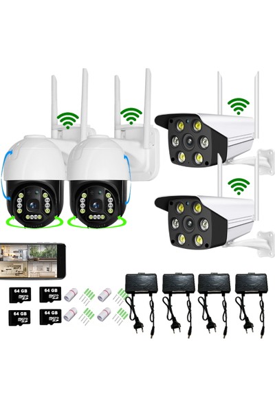 MPIA 4 Kameralı Set Fullhd Sesli Kayıt (Dahili Mikrofon ve Hoparlör) Waterproof + 4X64GB Microsd MPIA 4 Kameralı Set Fullhd Sesli Kayıt (Dahili Mikrofon ve Hoparlör) Waterproof + 4X64GB Microsd