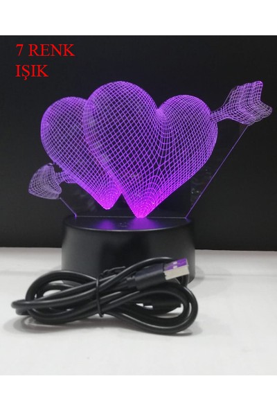 Erdmsp 3D Işıklı Iki Kalpli Gece Lambası Kumandalı Dekoratif Hediyelik Erdmsp 3D Işıklı Iki Kalpli Gece Lambası Kumandalı Dekoratif Hediyelik