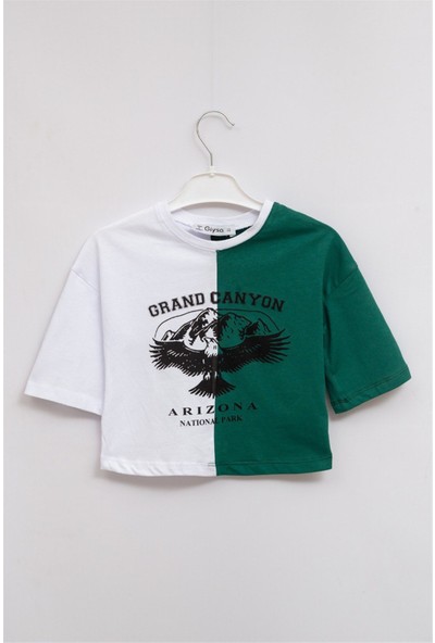 Giysa Grand Canyon Baskılı Pamuklu K.yeşil Kız T-Shirt Giysa Grand Canyon Baskılı Pamuklu K.yeşil Kız T-Shirt