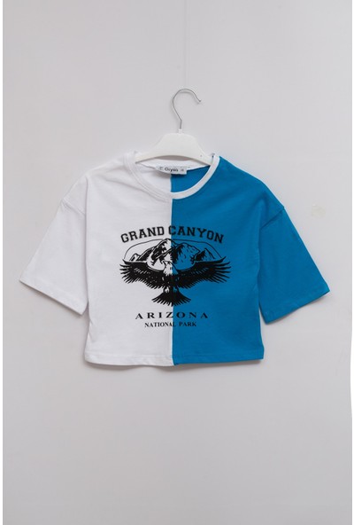 Giysa Grand Canyon Baskılı Pamuklu Saks Mavisi Kız T-Shirt Giysa Grand Canyon Baskılı Pamuklu Saks Mavisi Kız T-Shirt