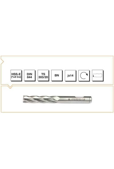 MTE 13 mm Hss Kısa Parmak Freze DIN844 Mte MTE 13 mm Hss Kısa Parmak Freze DIN844 Mte