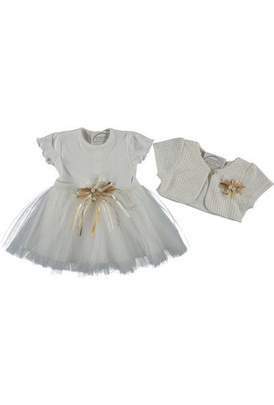 Sim Kırçıllı Göbek Çiçekli Hırkalı Bebe Elbise