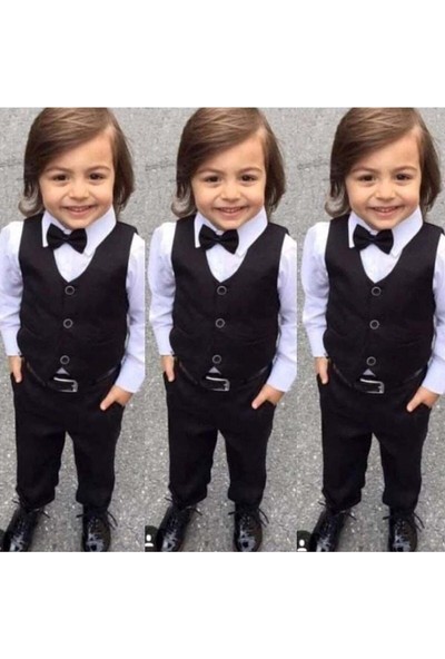 Shıneness Erkek Çocuk Papyonlu Gömllek Pantolon Gömlek Askısı 4'lütakım