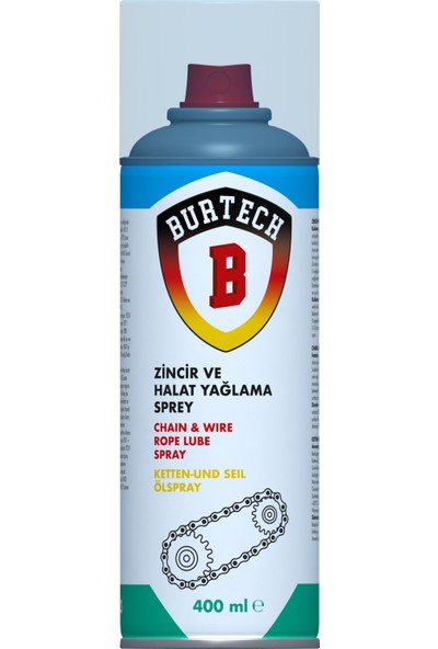 Burtech Zincir ve Halat Yağlama & Bakım Spreyi 400 ml Burtech Zincir ve Halat Yağlama & Bakım Spreyi 400 ml