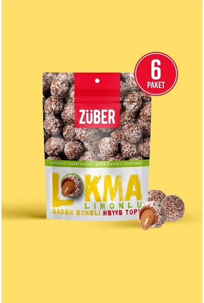 Züber Lokma Limonlu Badem Ezmeli Meyve Topu 6 x 96 gr Züber Lokma Limonlu Badem Ezmeli Meyve Topu 6 x 96 gr