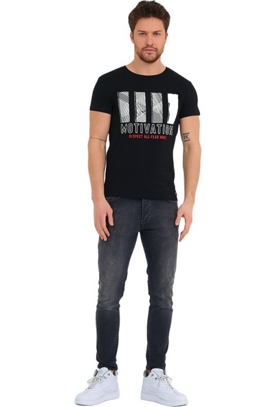 Adams Motivation Baskılı Pamuklu Bisiklet Yaka Kısa Kol Tişört Adams Motivation Baskılı Pamuklu Bisiklet Yaka Kısa Kol Tişört