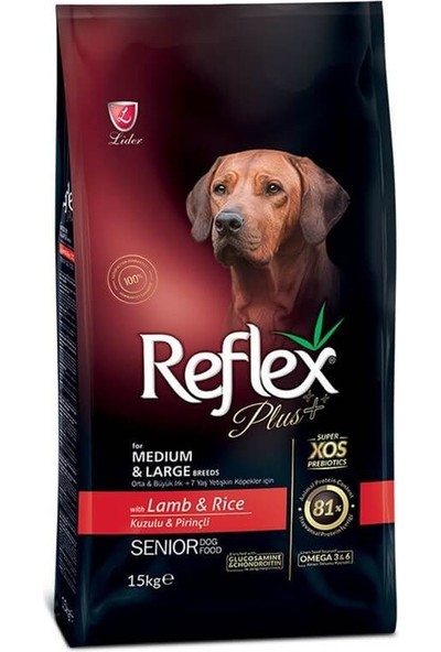 Reflex Plus Orta Büyük Irk Kuzulu Pirinçli Yaşlı Köpek Maması 15 kg Reflex Plus Orta Büyük Irk Kuzulu Pirinçli Yaşlı Köpek Maması 15 kg