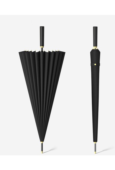 Hausen Siyah 24 Kemik Çift Katmanlı Sızdırmaz Şemsiye - Siyah (Yurt Dışından) Hausen Siyah 24 Kemik Çift Katmanlı Sızdırmaz Şemsiye - Siyah (Yurt Dışından)