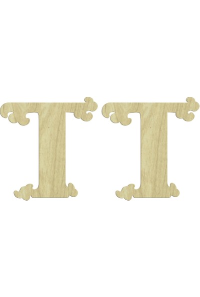 Alife KD241 T Harfi 2li Set Ahşap Paket Süsü, Boyanabilir Ahşap Süs