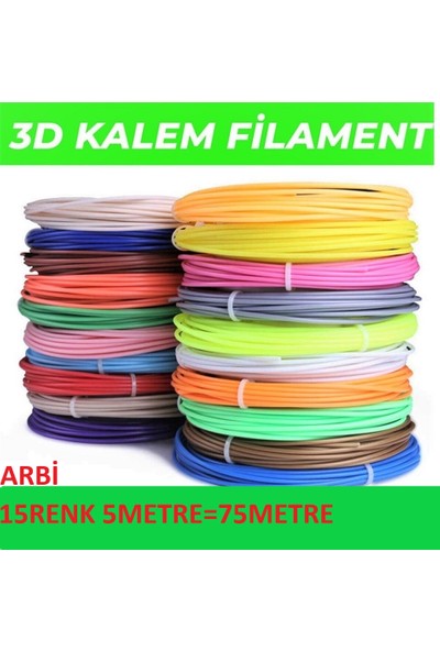 Filamix Filament 3D Kalem Yazıcı Için 15RENK 5METRE=75M Filamix Filament 3D Kalem Yazıcı Için 15RENK 5METRE=75M