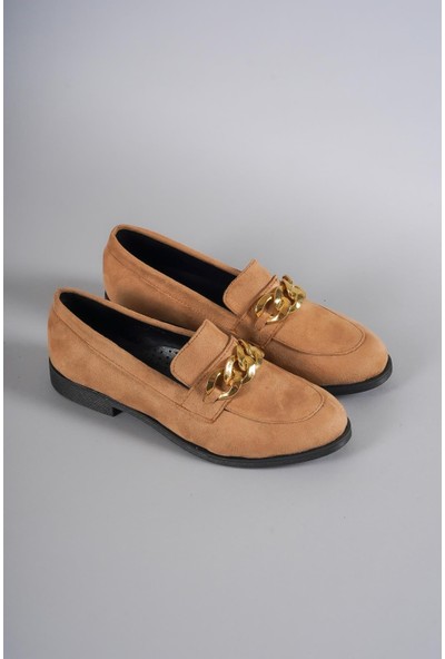 Trend Passion Bayan Nut Rugi Süet Gold Zincir Detaylı Babet Trend Passion Bayan Nut Rugi Süet Gold Zincir Detaylı Babet