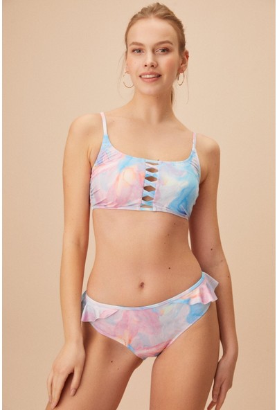 Suwen Çapraz Desenli Bikini Üstü