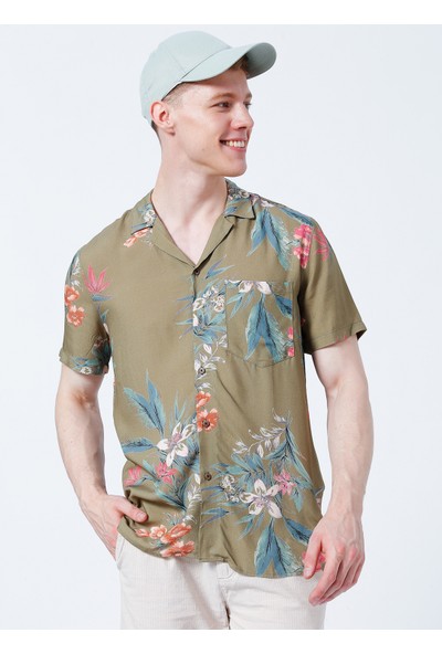 Aeropostale Kısa Kollu Gömlek, 2xl, Haki