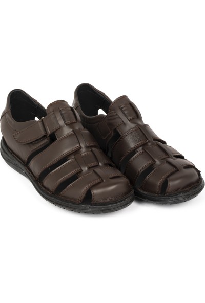 MW Shoes Içi Dışı Hakiki Deri El Saraçlı Otantik Kahve Anatomik Erkek Sandalet 1551