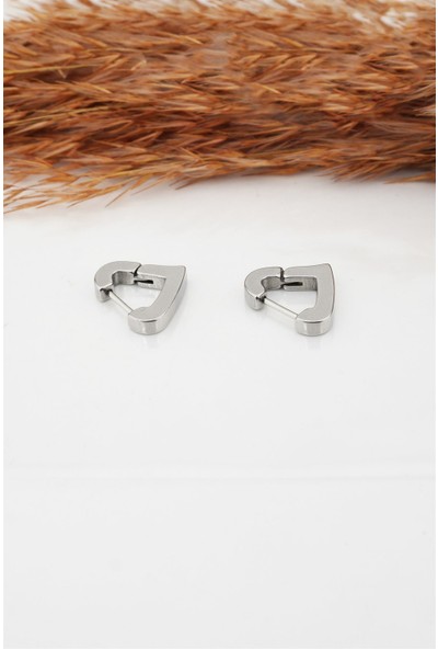 Kadın Çelik Basic Geometrik 1.5 cm Kalp Model Klipsli Küpe