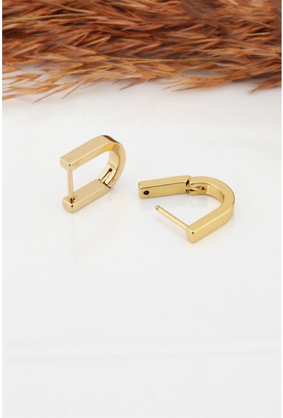 Kadın Çelik Basic Geometrik 1.5 cm U Model Klipsli Küpe