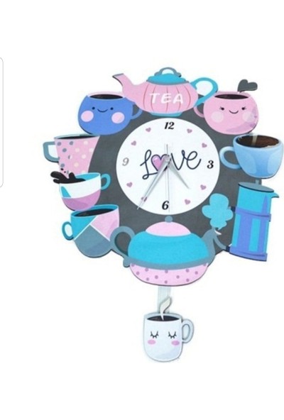 Dolunay Store Sarkaçlı Sallanan Fincan Setli Duvar Saati Dolunay Store Sarkaçlı Sallanan Fincan Setli Duvar Saati