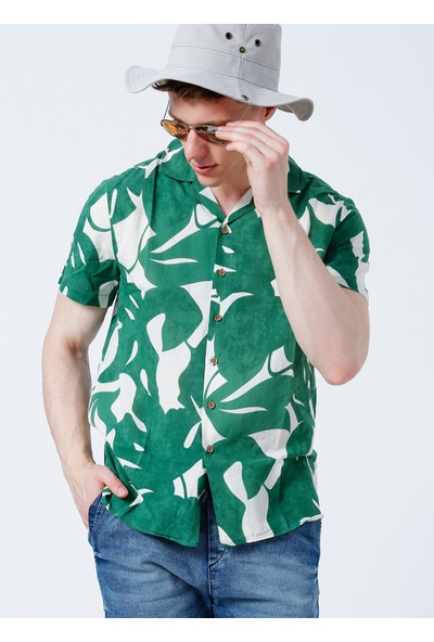 Limon Kısa Kollu Gömlek, 2xl, Yeşil