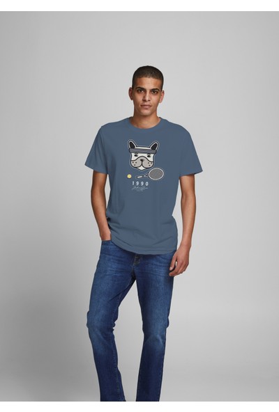 Jack & Jones Bisiklet Yaka Logo Baskili Tisört