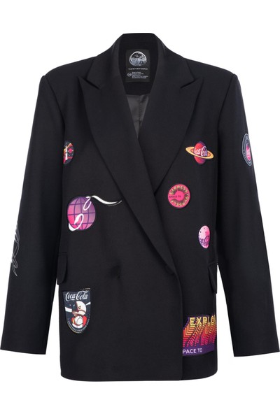 Fineapple & Coca Cola Siyah Oversize Blazer Ceket 003 Fineapple & Coca Cola Siyah Oversize Blazer Ceket 003