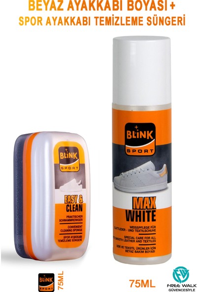 Blink Sport Max White Beyaz Renkli Spor, Deri ve Kumaş Ayakkabı Boyası 75 Ml+Temizleme Süngeri Blink Sport Max White Beyaz Renkli Spor, Deri ve Kumaş Ayakkabı Boyası 75 Ml+Temizleme Süngeri