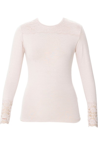 Arancia Dantelli Sıfır Yaka Uzun Kol Body