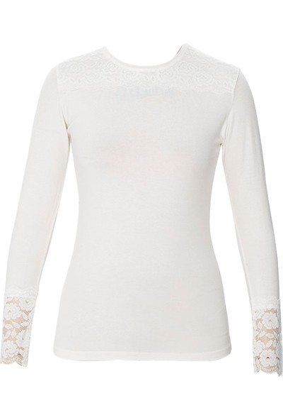 Arancia Dantelli Sıfır Yaka Uzun Kol Body