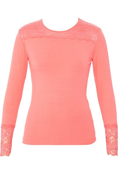 Arancia Dantelli Sıfır Yaka Uzun Kol Body
