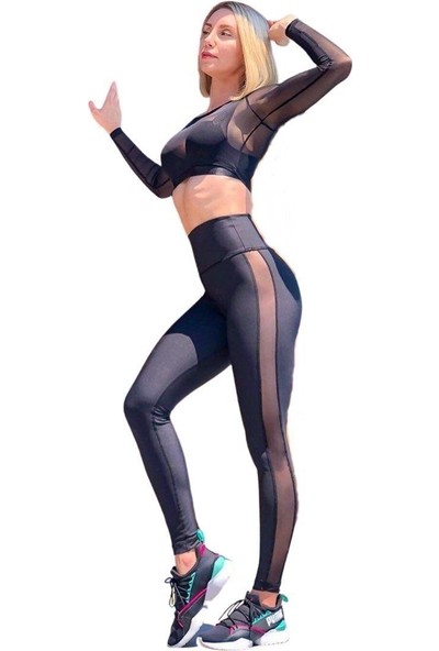 Kadın Tül Detaylı Ekstra Yüksek Bel Tayt 771 Kadın Tül Detaylı Ekstra Yüksek Bel Tayt 771