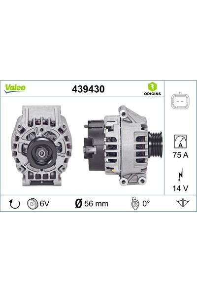 Valeo 439430 Alternator 12V 75A Clio Megane Scenic (WA146828)