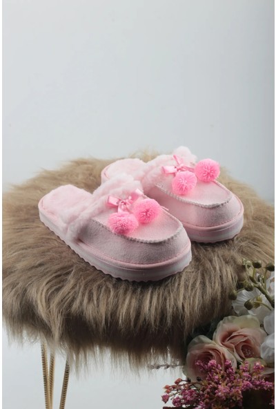 Pabucmarketi Kadın Kışlık Terlik Pudra