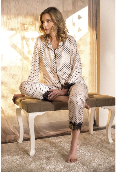 Şener Lingerie Siyah Kamp Desenli Pijama Takımı