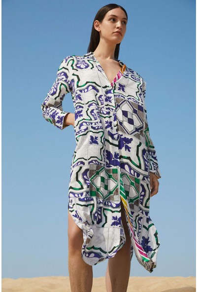 DeFacto Nefes Istanbul x Defacto Regular Fit Desenli Plaj KIYAFETI X6385AZ22HS