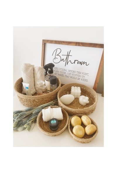 Kai Home Doğal Hasır Örme 4'lü Bej Şeritli Çok Amaçlı Hasır Sepet Banyo Düzenleyici Kai Home Doğal Hasır Örme 4'lü Bej Şeritli Çok Amaçlı Hasır Sepet Banyo Düzenleyici