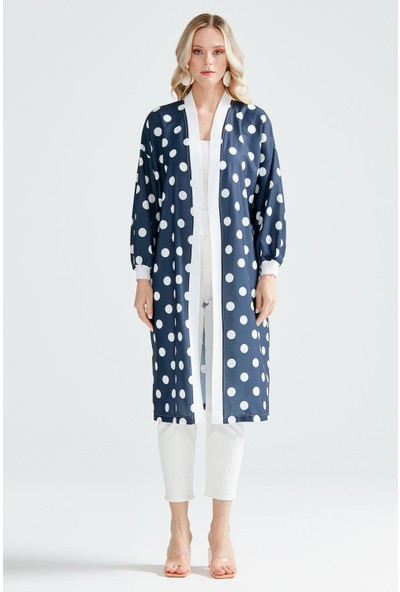 Nisaca Puantiye Desenli Kolları Balon Giy Çık Lacivert
