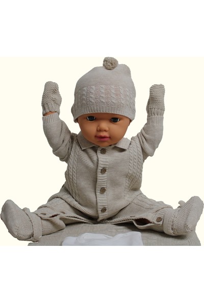 Lüx Triko Bebek Hastane Çıkış Seti 6'lı Bej 0-3 Ay