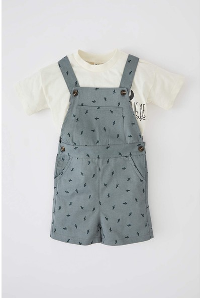 DeFacto Erkek Bebek Regular Fit Kısa Kollu Tişört Salopet Takım Y0412A222SM
