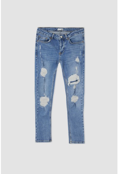 Carlo Skinny Fit Normal Bel Dar Paça Yırtık Detaylı Jean PANTOLON X8334AZ22SM Carlo Skinny Fit Normal Bel Dar Paça Yırtık Detaylı Jean PANTOLON X8334AZ22SM