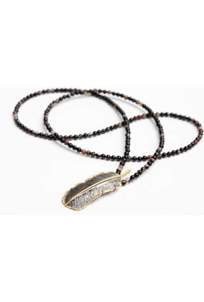 Capra Erkek Akik Taşlı Tüylü Uç Kolye