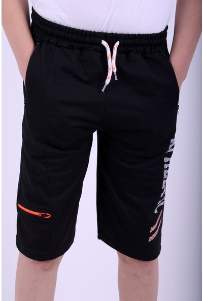 Fyk Kids Erkek Çocuk Autlantic Yazı Baskılı Fermuar Cepli Kapri