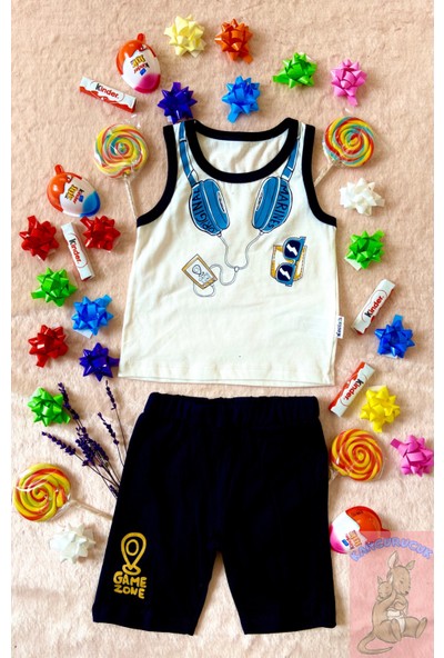 Kangurucuk %100 Pamuk Erkek Çocuk Game Zone Baskılı Atletli Şortlu Takım Kangurucuk %100 Pamuk Erkek Çocuk Game Zone Baskılı Atletli Şortlu Takım