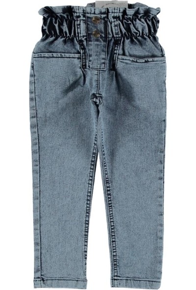 Pundi Kids Kız Çocuk Beli Lastikli Jean Kot Pantolon