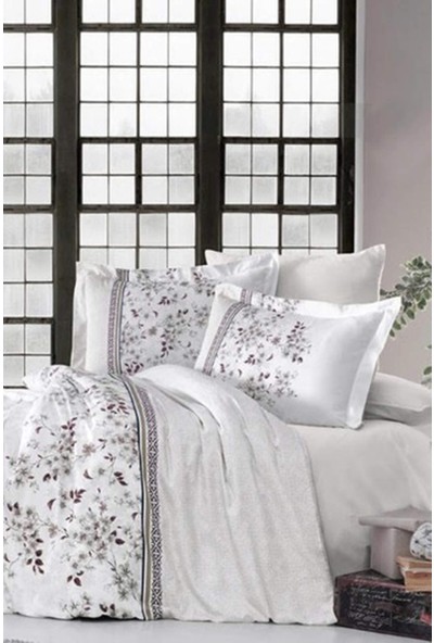 Favora Ecosse Belissa Pamuk Saten Çift Kişilik Nevresim Takımı - Ekru - Mürdüm Favora Ecosse Belissa Pamuk Saten Çift Kişilik Nevresim Takımı - Ekru - Mürdüm