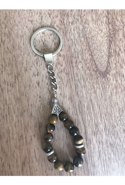 İdilden Takı Aksesuar Hakiki Doğaltaş Kahverengi Akik 8mm Anahtarlık