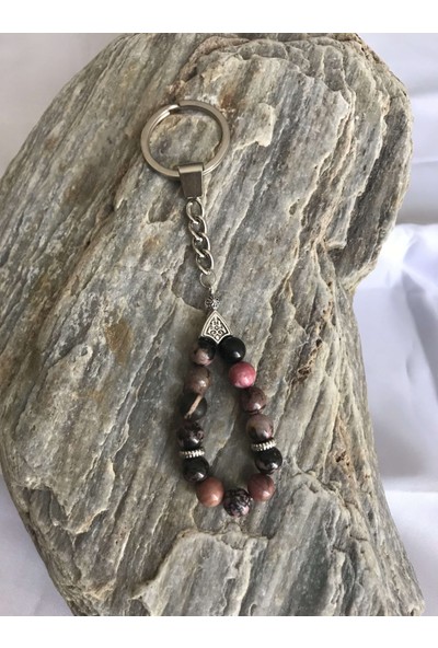 İdilden Takı Aksesuar Hakiki Doğaltaş Rodokrozit 8mm Anahtarlık