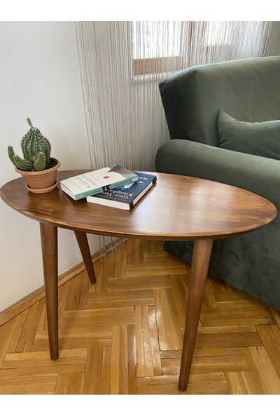 Emel Ahşap Çok Amaçlı Masif Ahşap Yan Sehpa, 84X39 Cm, Ceviz, Laptop-Çalışma Sehpası